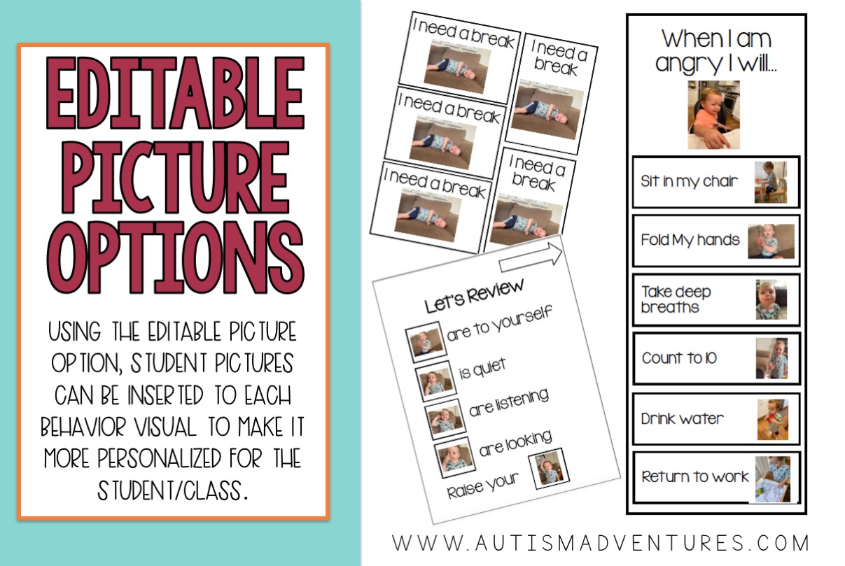 EDITABLE Behavior Visuals » Autism Adventures
