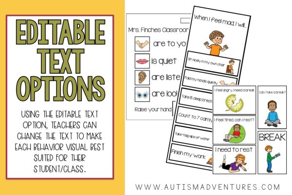 EDITABLE Behavior Visuals » Autism Adventures
