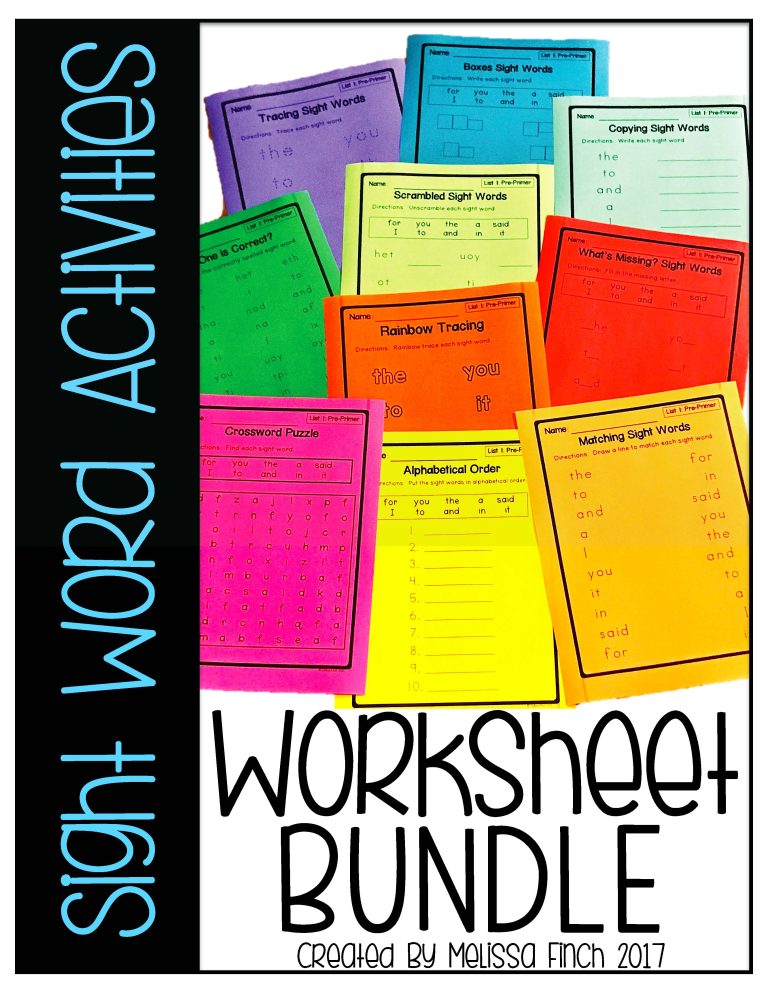 Sight Word Worksheets- For Special Education » Autism Adventures