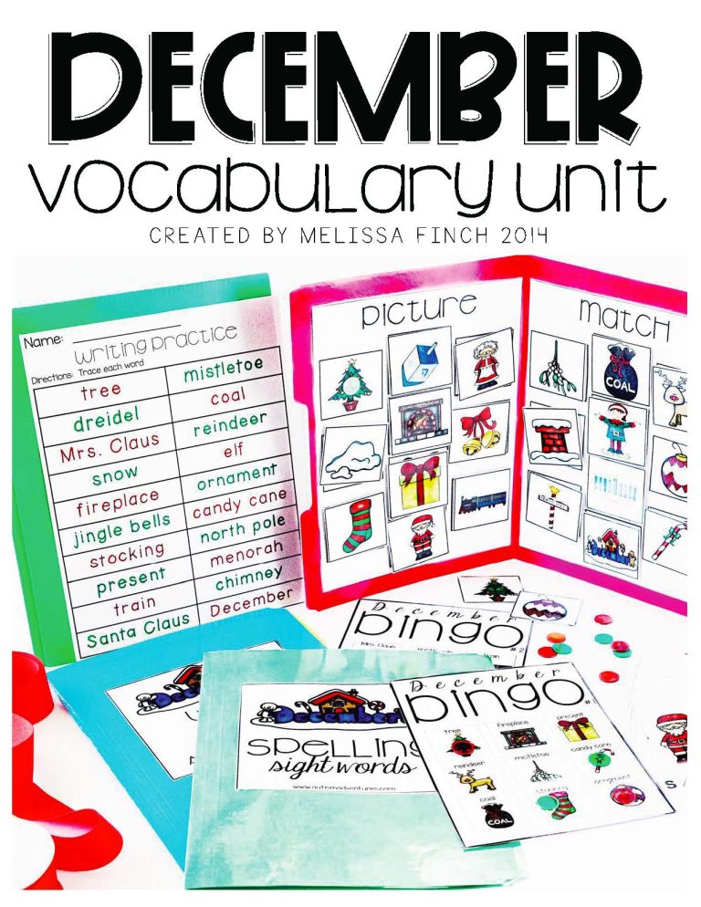 December Vocabulary Unit- for Student’s with Special Needs - Autism ...