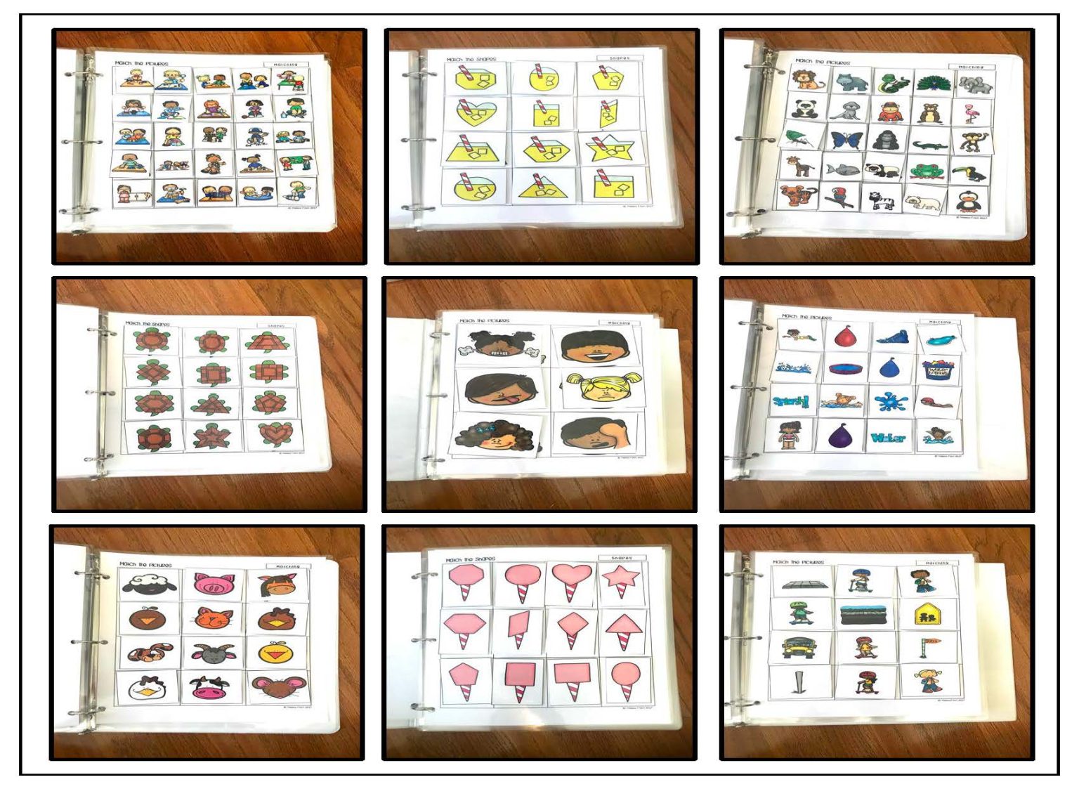 Matching- Binder Basics Work System - Autism Adventures