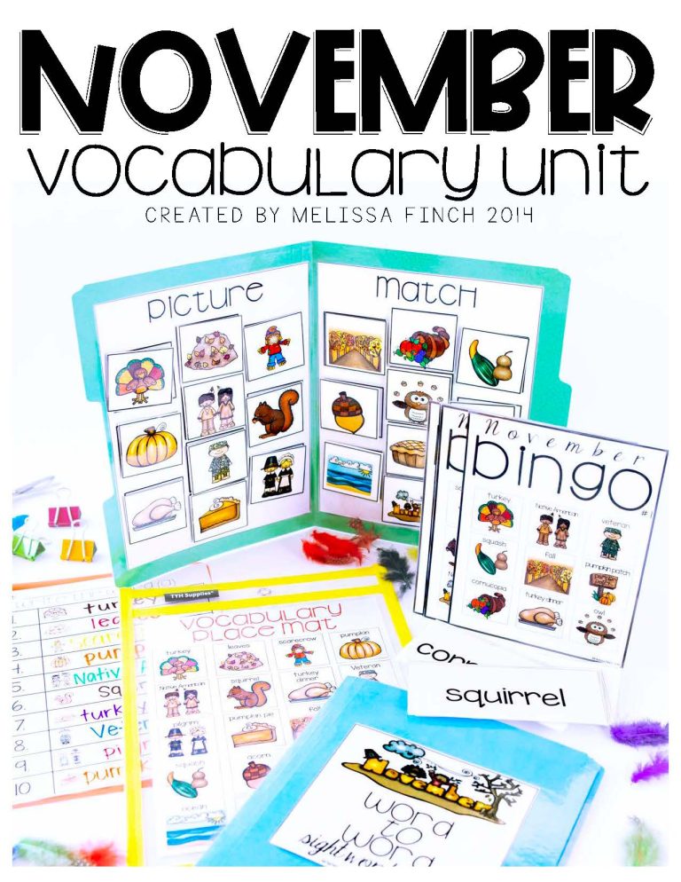 November Vocabulary Unit- for Student's with Special Needs » Autism ...