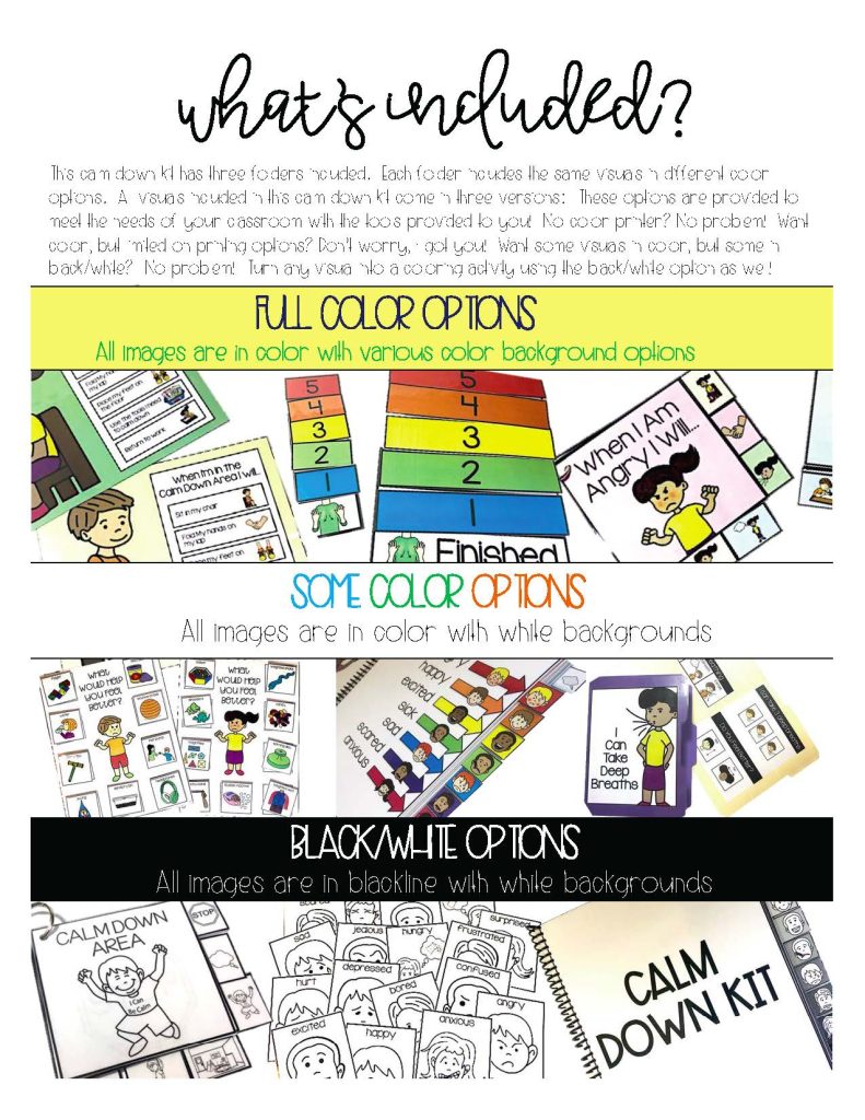 Calm Down Kit Corner- Social Emotional Learning Strategies and Visual ...