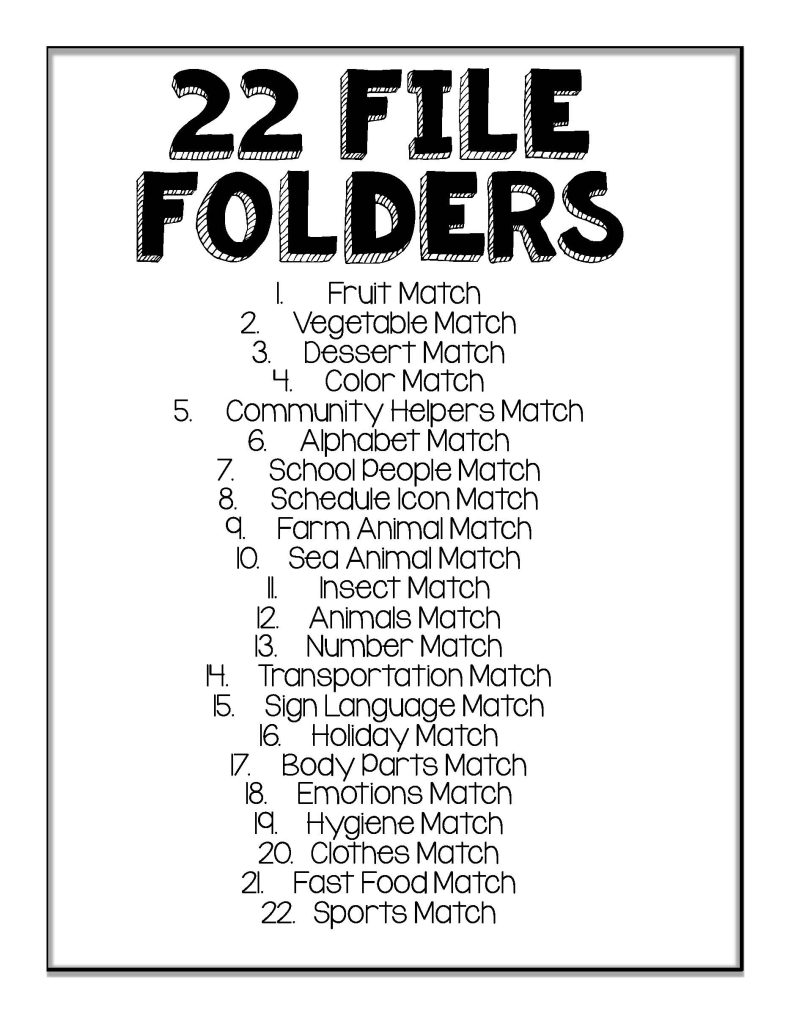 Matching File Folder Bundle - Autism Adventures