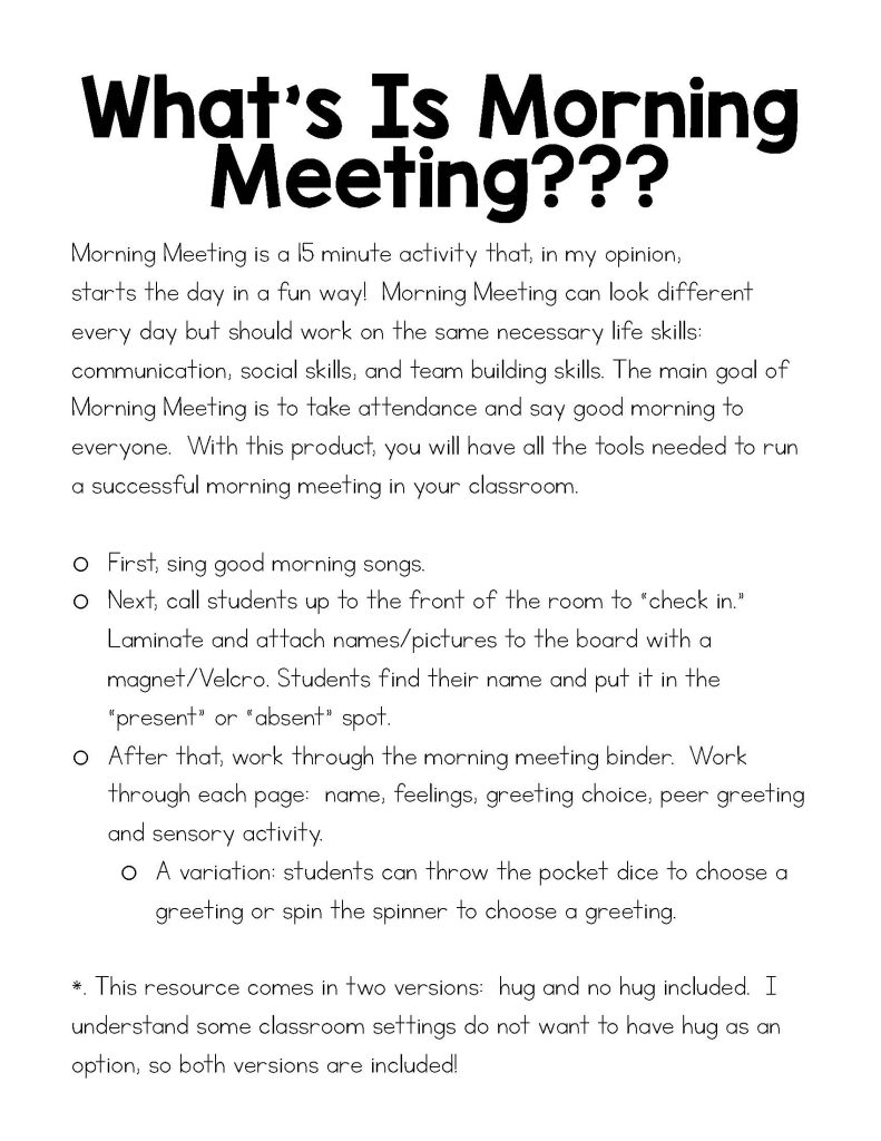 Morning Meeting Greeting Visuals for a Special Education Classroom ...