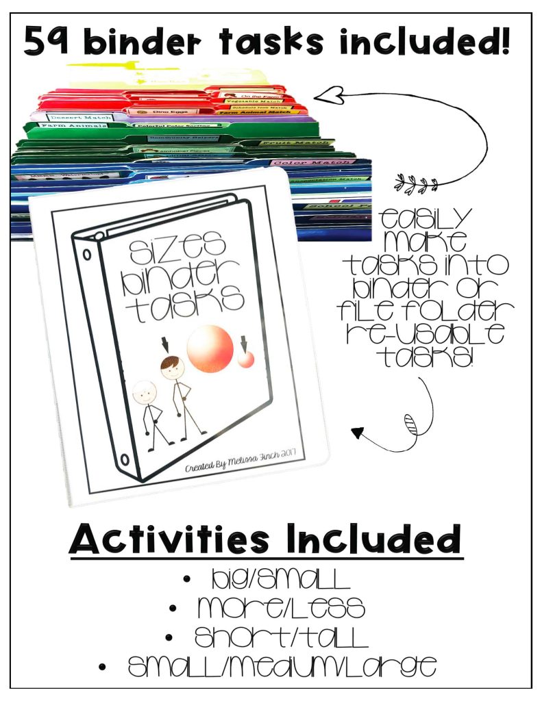 Sizes- Binder Basics Work System » Autism Adventures
