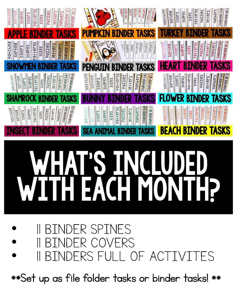 Monthly Themed Binder Sets (DISCOUNTED BUNDLE) – Binder Basics Work ...
