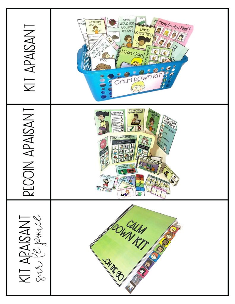 FRENCH Calm Down Kit On The Go- Visual Behavior Tools for Students with ...
