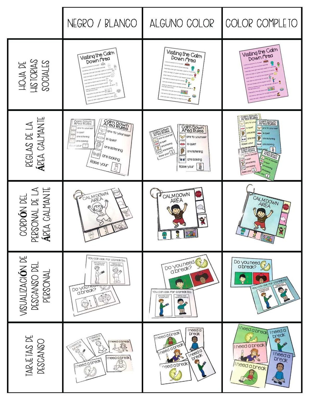 SPANISH Calm Down Kit- The Primary Grade Bundle » Autism Adventures