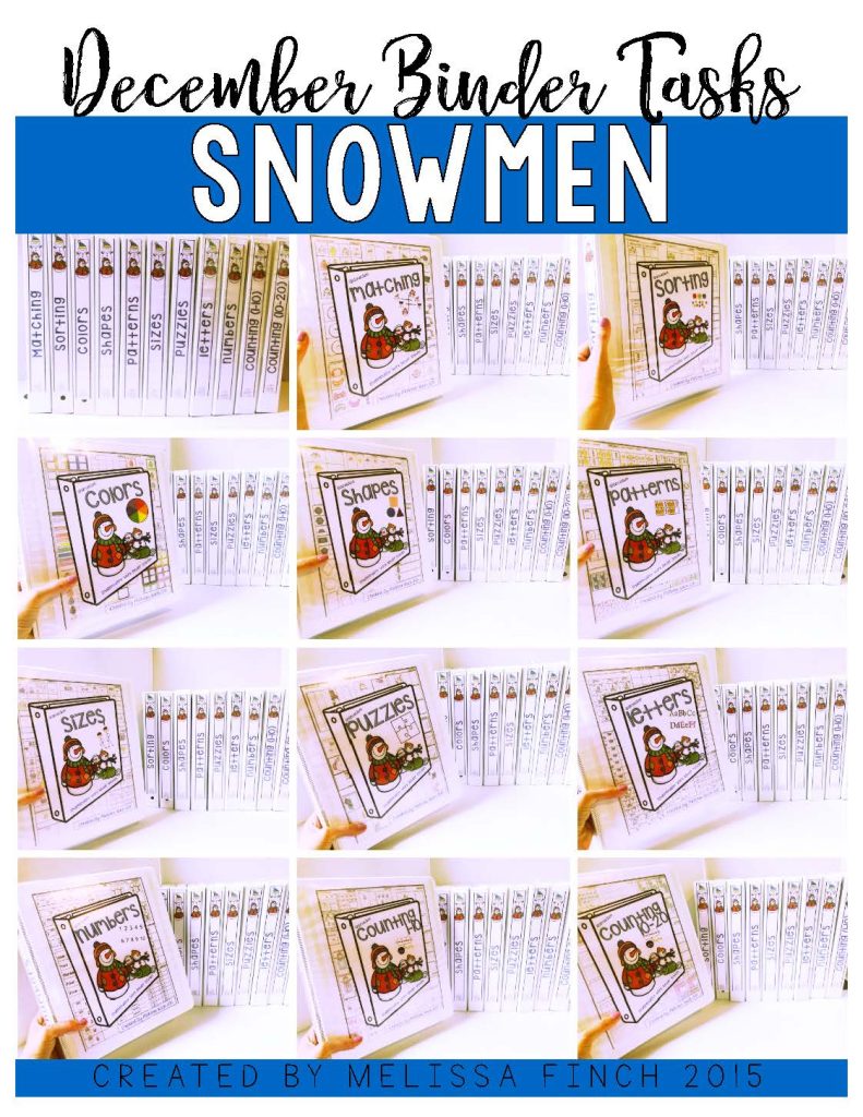Snowmen Binder- Binder Basics Work System » Autism Adventures