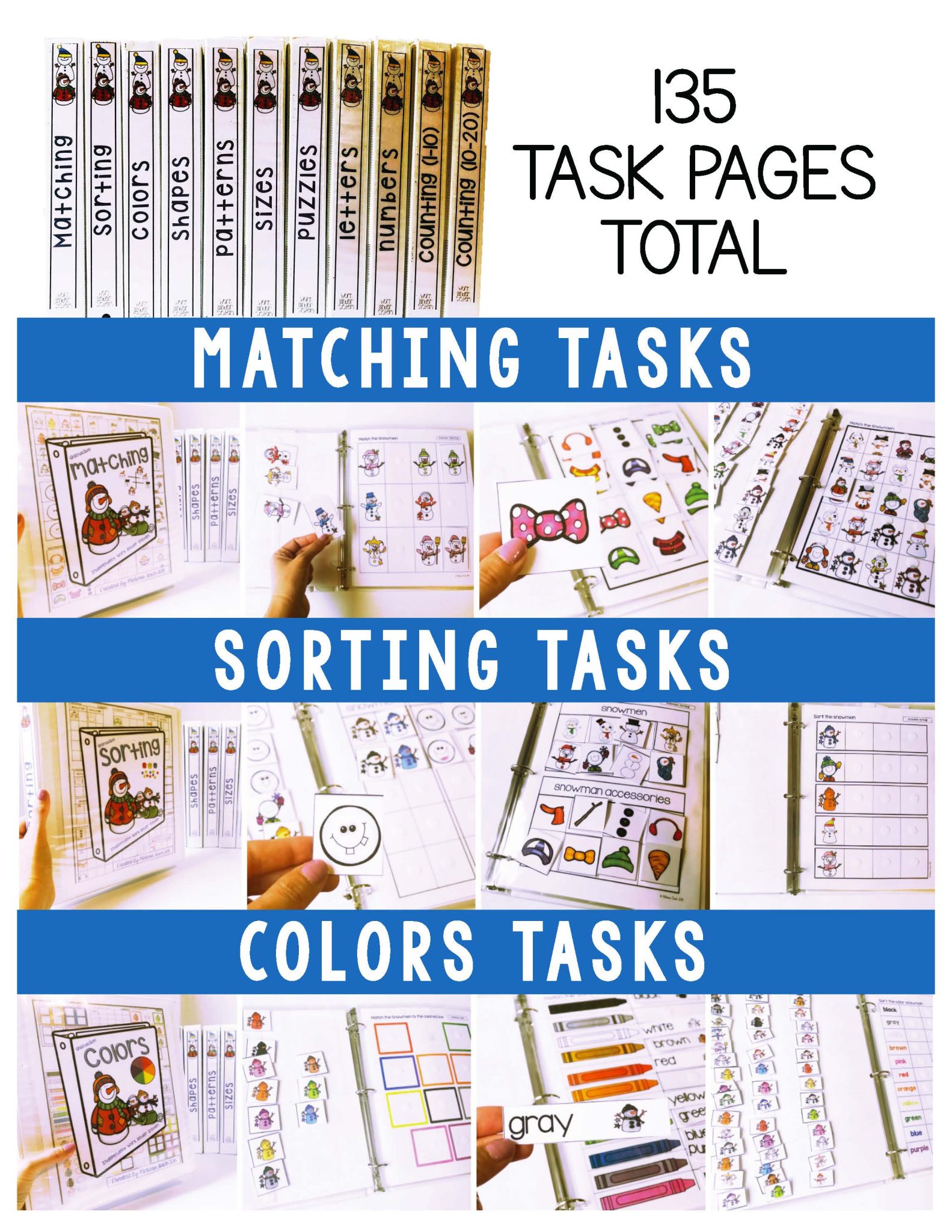 Snowmen Binder- Binder Basics Work System » Autism Adventures