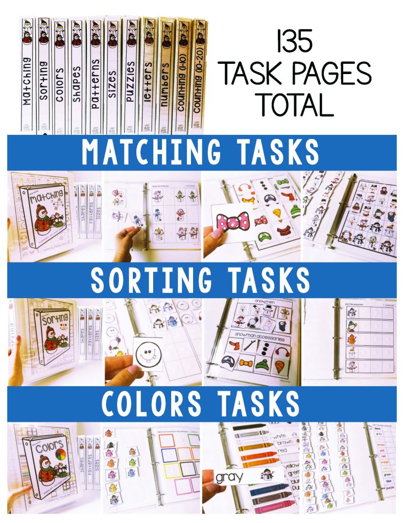 Snowmen Binder- Binder Basics Work System » Autism Adventures