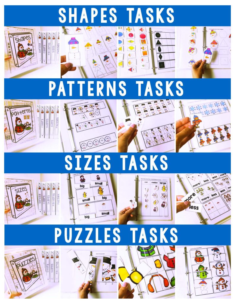 Snowmen Binder- Binder Basics Work System » Autism Adventures