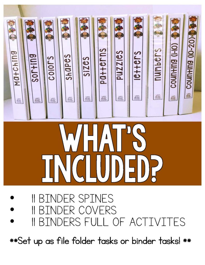 Turkeys Binder- Binder Basics Work System » Autism Adventures