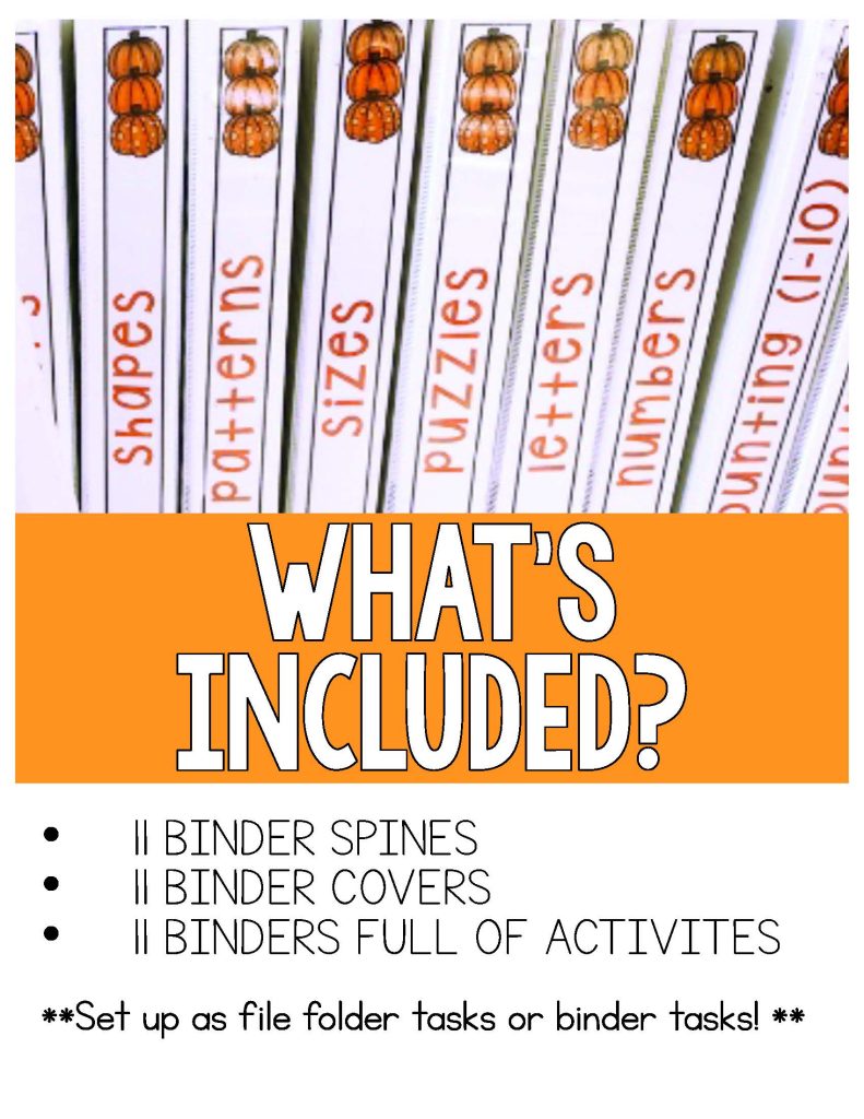 Pumpkins Binder- Binder Basics Work System » Autism Adventures