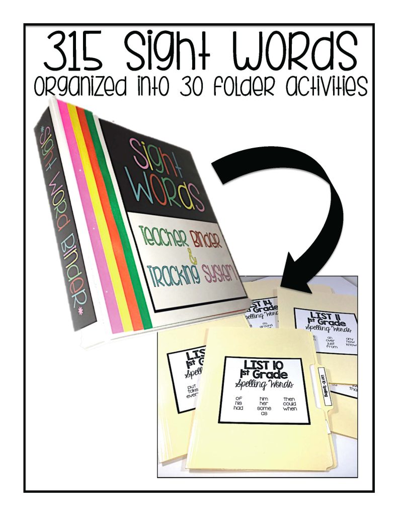 Spelling File Folders Sight Word Activities- For Special Education ...