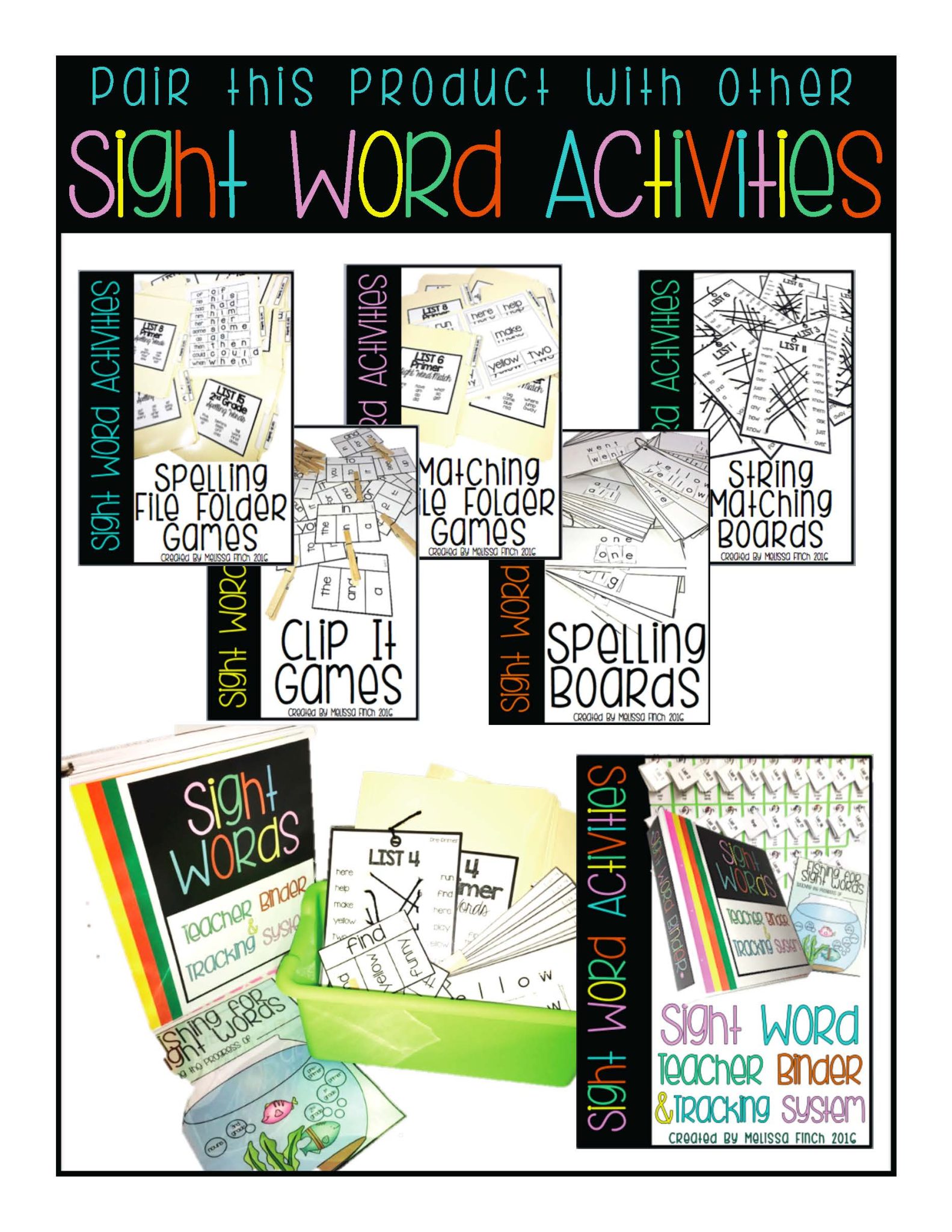 Spelling File Folders Sight Word Activities- For Special Education ...