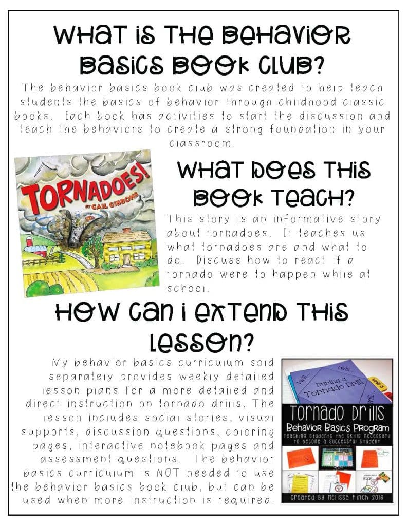 Tornadoes- Behavior Basics Book Club » Autism Adventures
