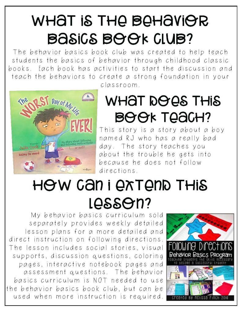 The Worst Day of My Life- Behavior Basics Book Club » Autism Adventures