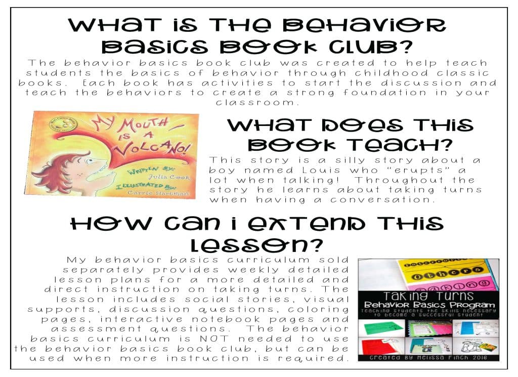 My Mouth Is A Volcano- Behavior Basics Book Club » Autism Adventures