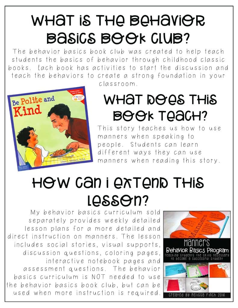 Be Polite and Kind- Behavior Basics Book Club - Autism Adventures