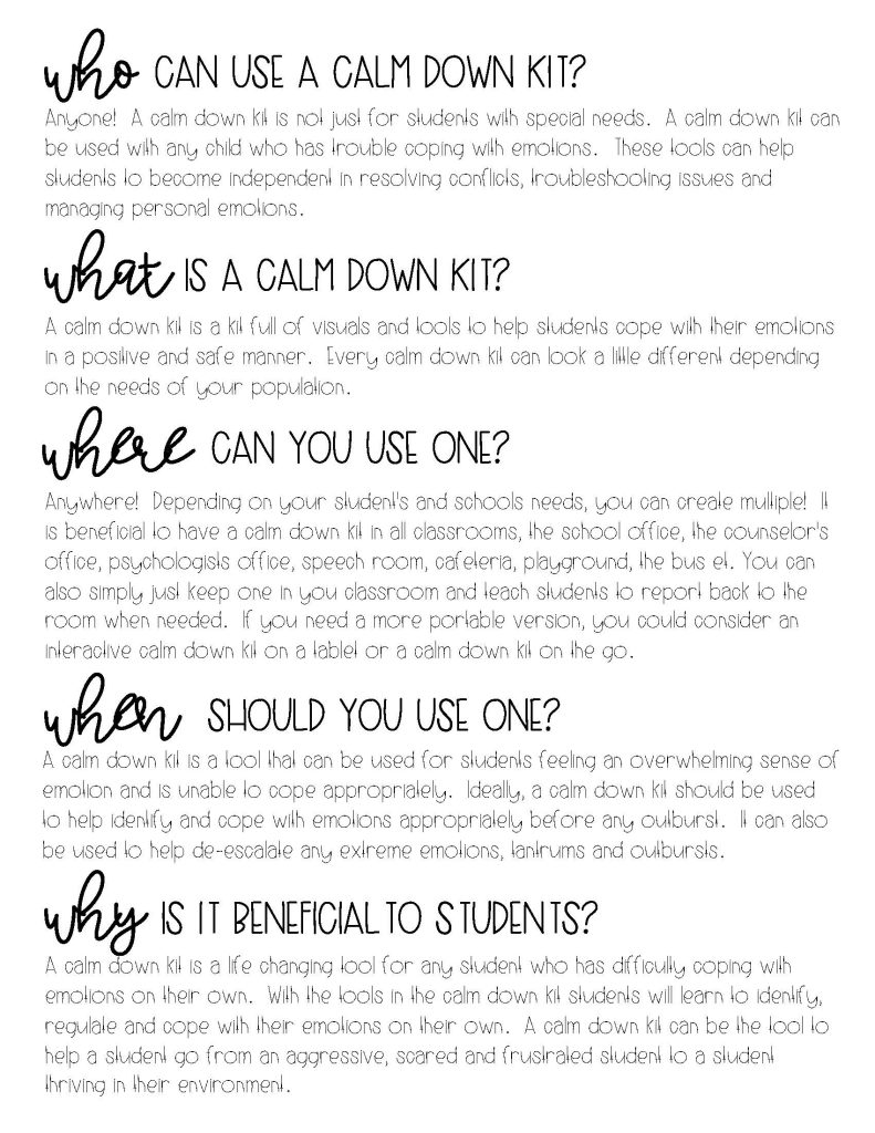 Calm Down Kits - Autism Adventures